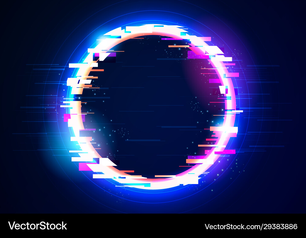 Abstract glitch ring with distortion light effect Vector Image