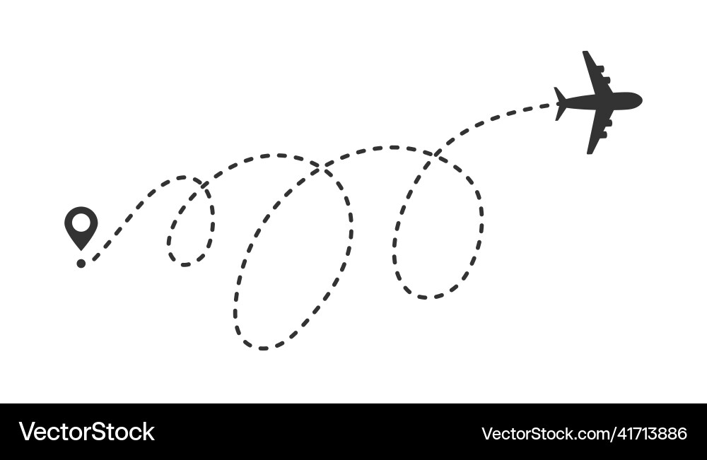 Airplane dotted path tracking Royalty Free Vector Image
