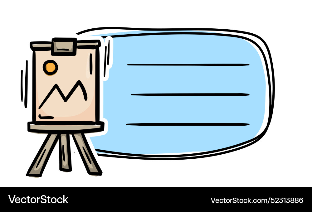 Bright school sticker with an easel for drawing Vector Image