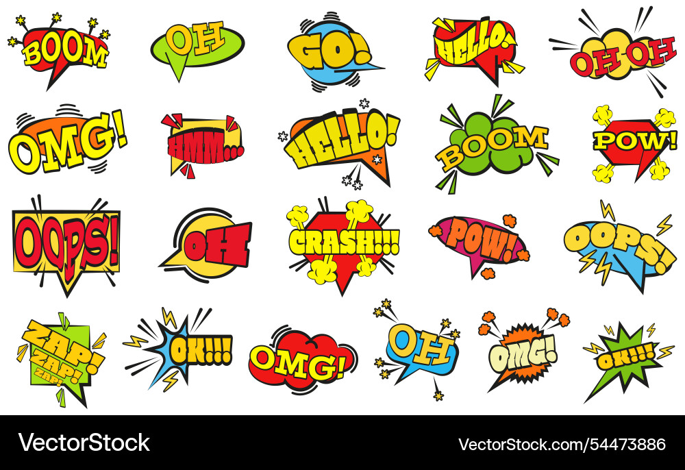 Comics speech bubble collection with halftone Vector Image