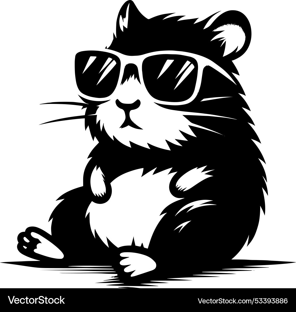 Cool little hamster silhouette isolated Royalty Free Vector