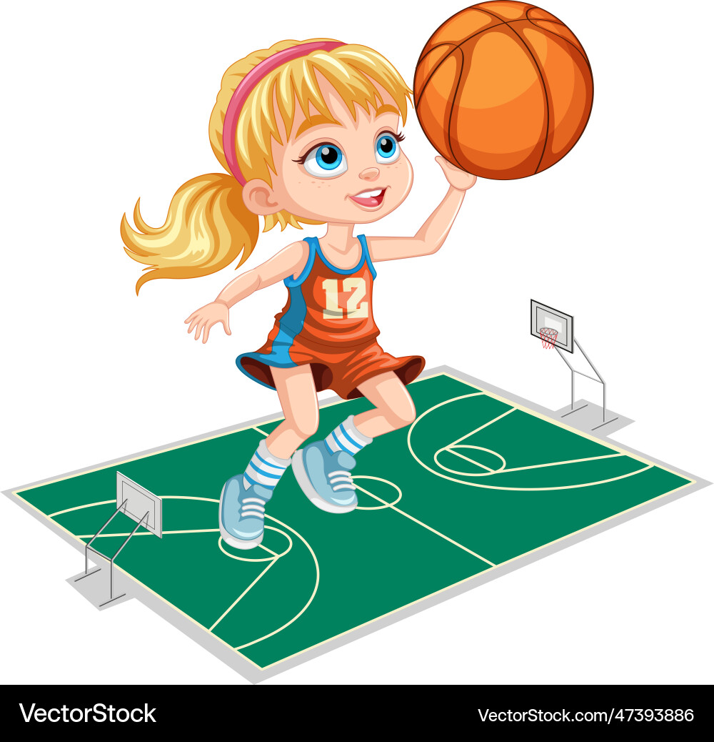 Cute basketball player cartoon character Vector Image