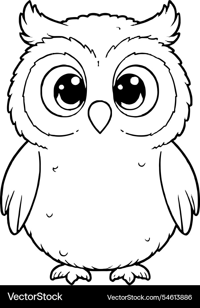 Cute owl sitting on tree branch coloring pages Vector Image