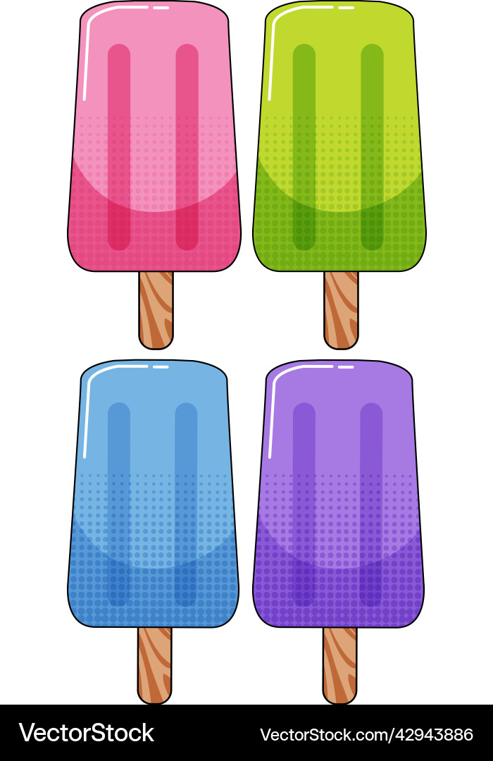 Four flavors of popsicles Royalty Free Vector Image