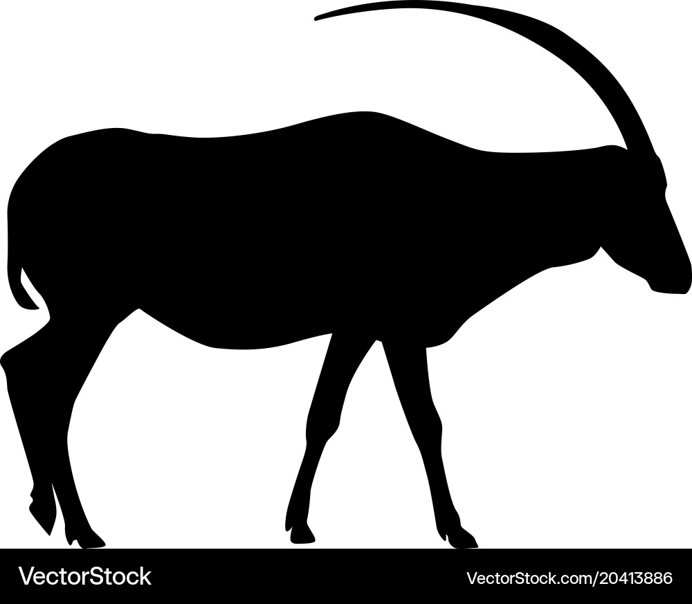 Gemsbok black silhouette Royalty Free Vector Image