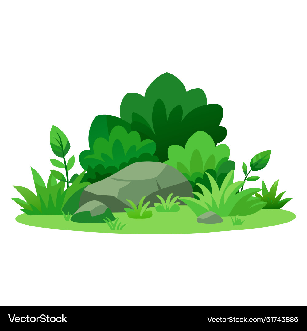 Green shrub plants gardening design position Vector Image