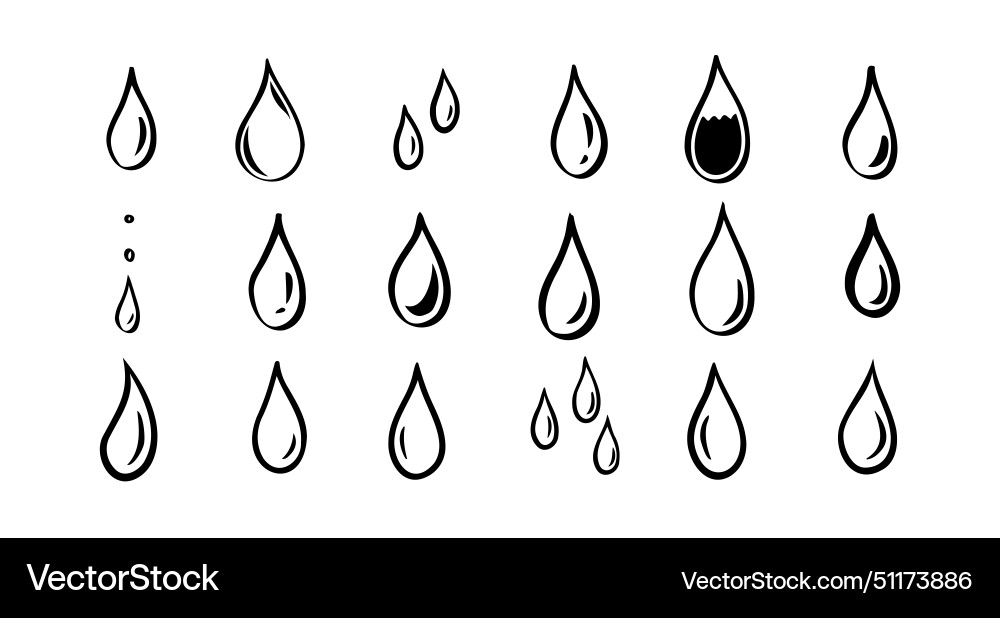 Hand drawn doodle water drop drops icons Vector Image