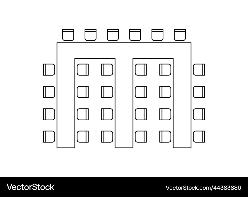 Plan for arranging seats and tables in interior Vector Image