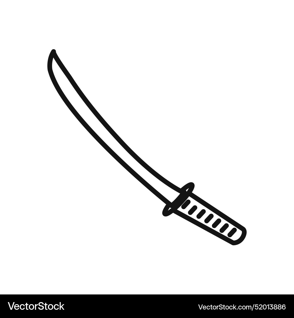 Samurai sword icon black line art Royalty Free Vector Image