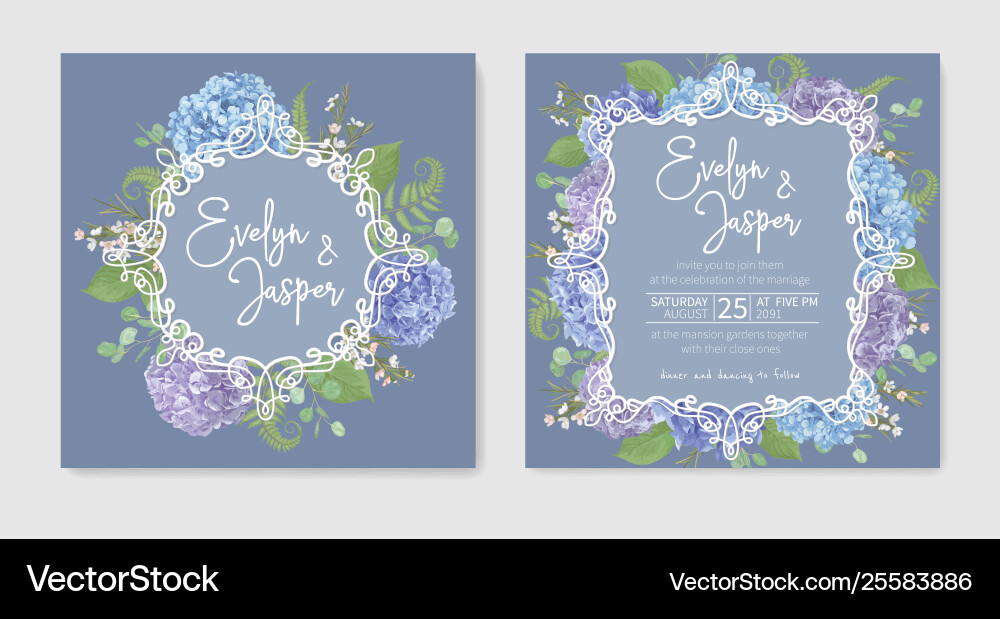 Set for two wedding invitation greeting card Vector Image