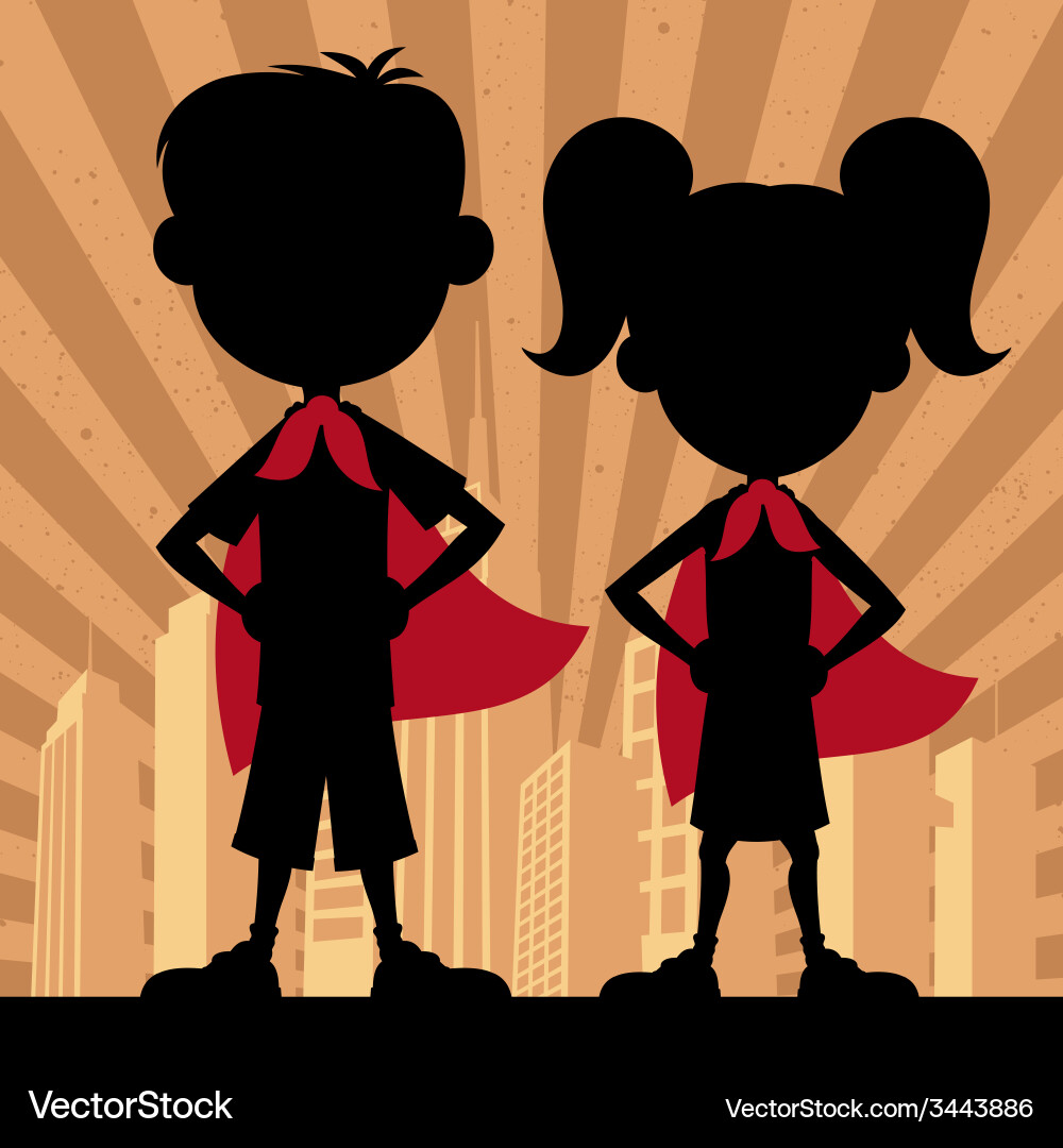 Superhero Kids Banner Royalty Free Vector Image