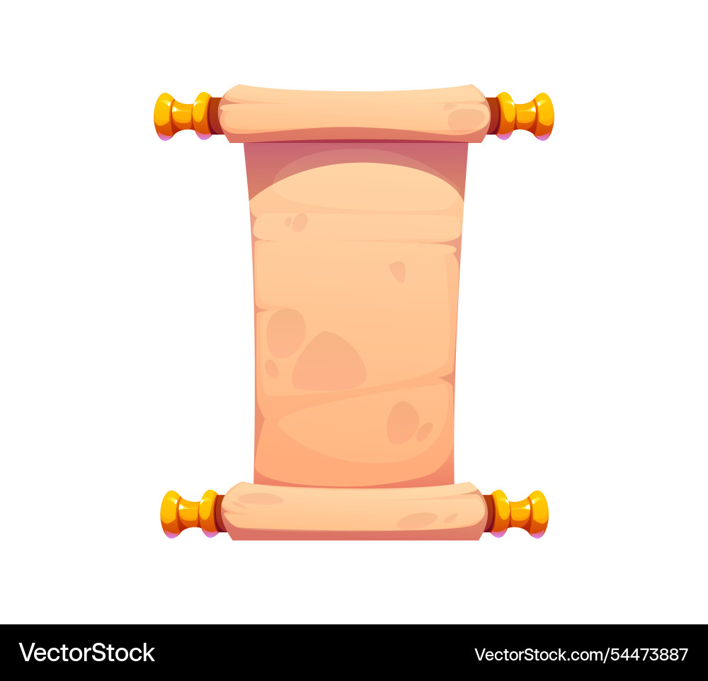 Blank antique cartoon scroll with golden handles Vector Image