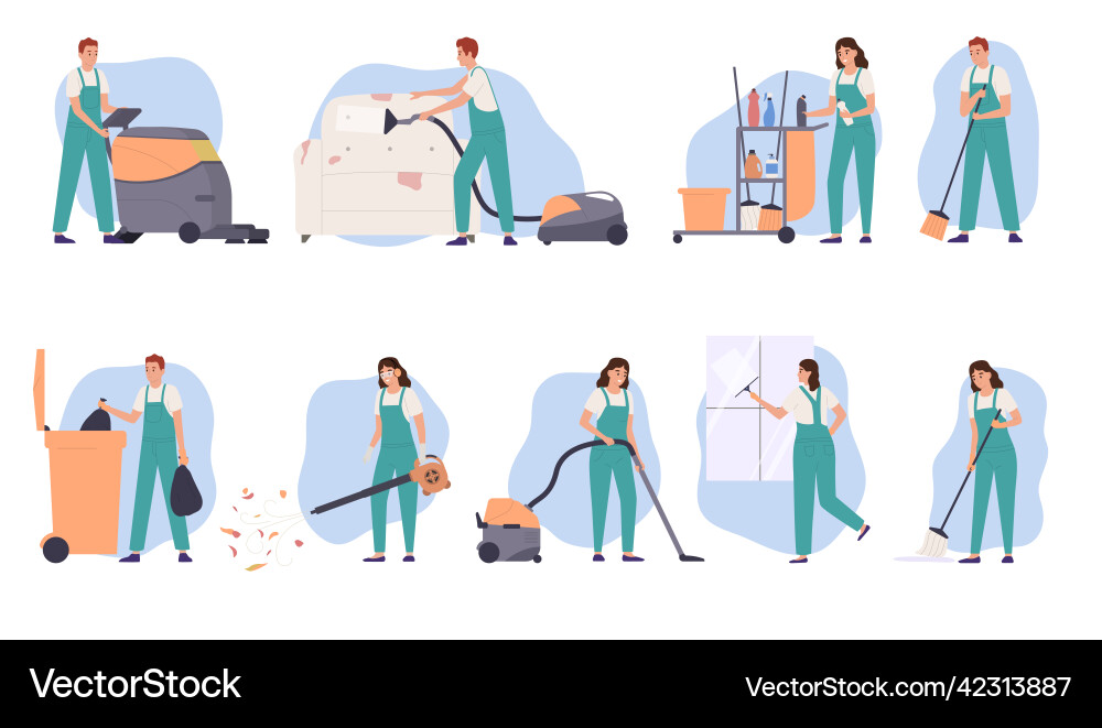 Cleaning service set Royalty Free Vector Image
