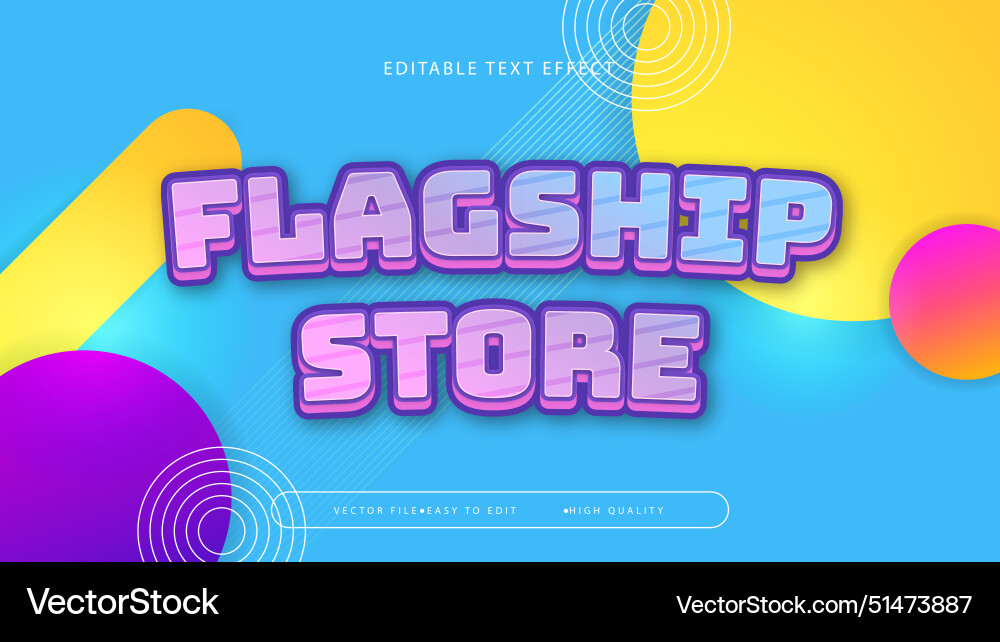 Colorful flagship store 3d editable text effect Vector Image