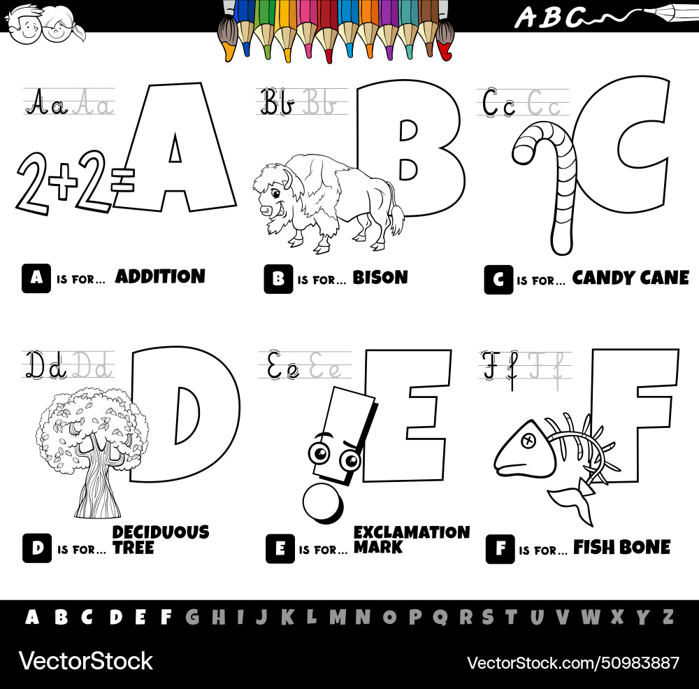 Educational cartoon alphabet letters set from a Vector Image