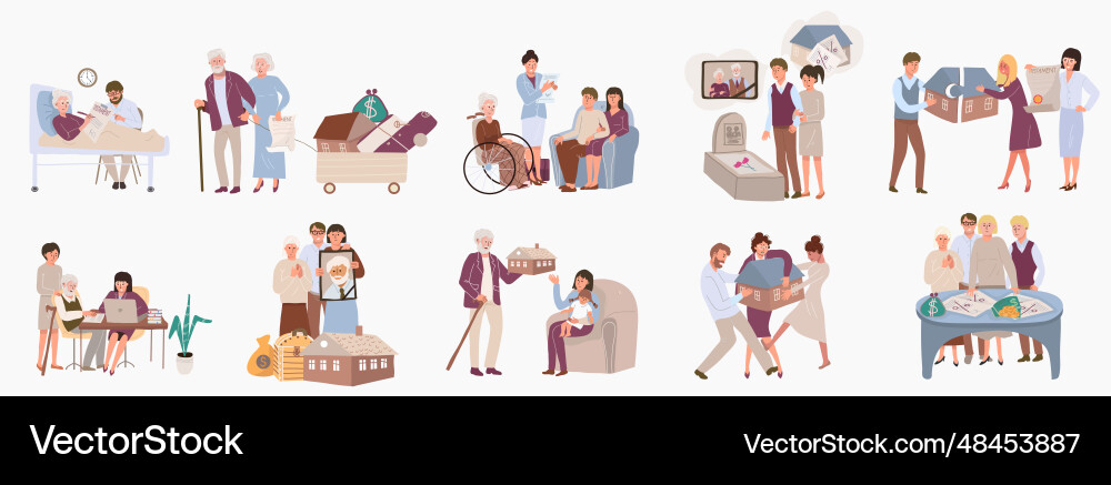 Inheritance flat set Royalty Free Vector Image