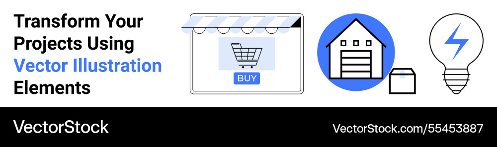 Online storefront warehouse and energy concept Vector Image