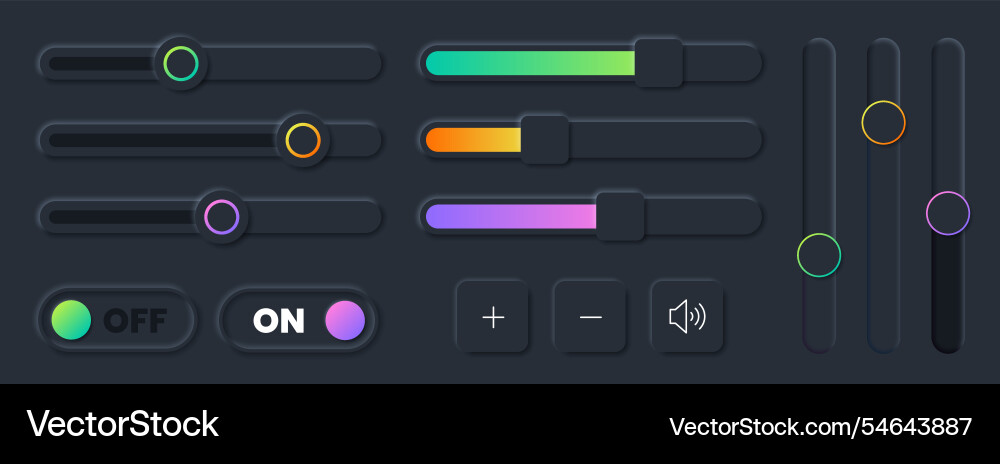 Scroll bars set brightness sliders turn on and Vector Image