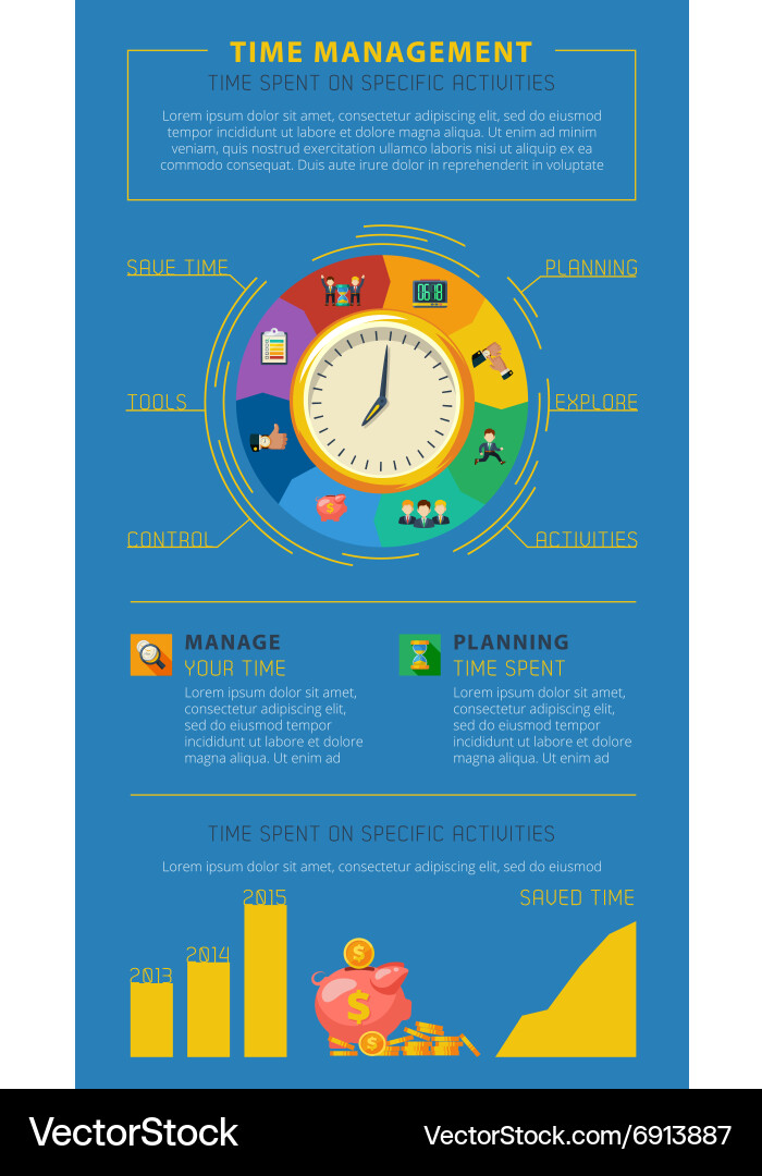 Time management tips infographic poster Royalty Free Vector
