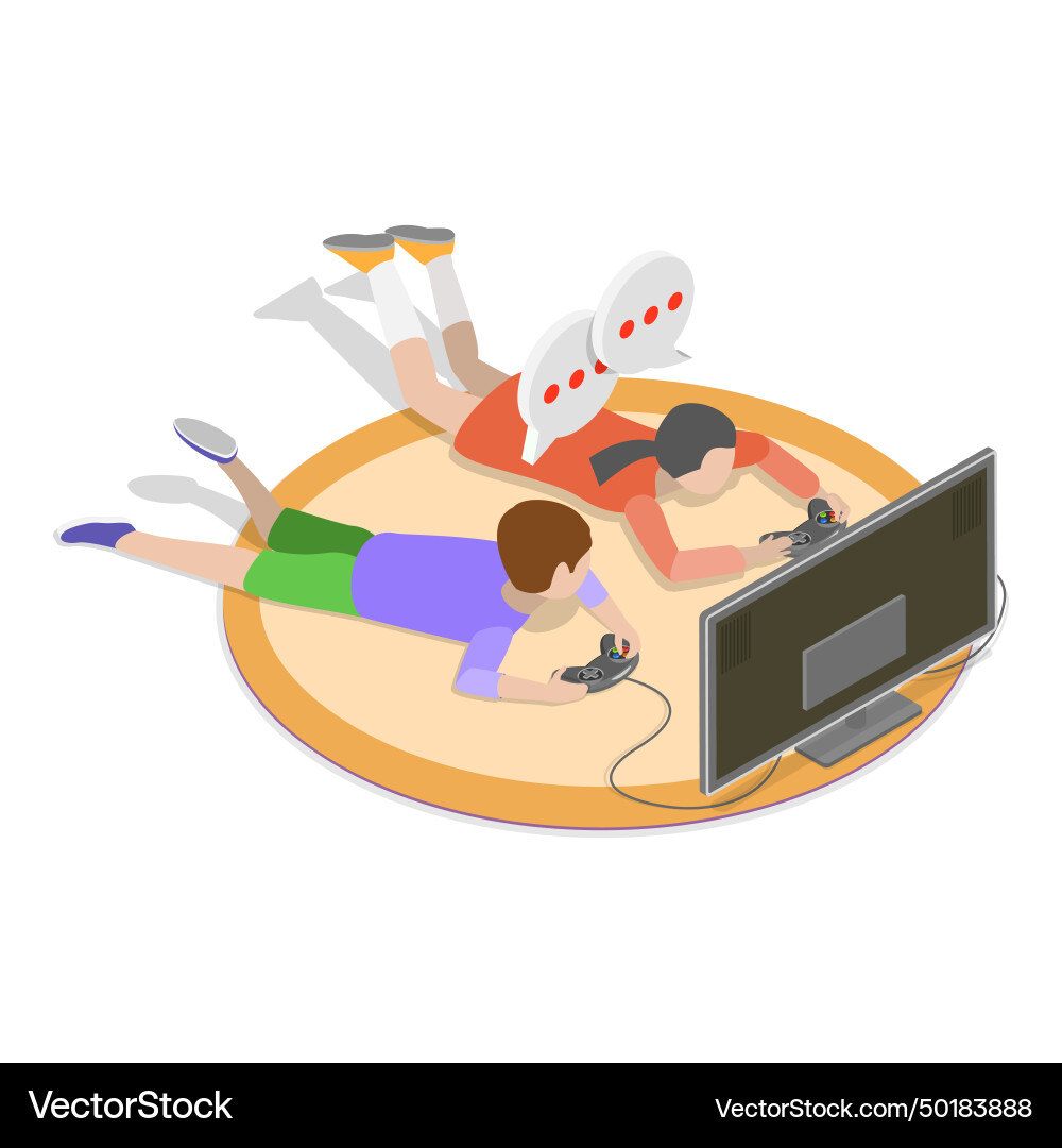 3d isometric flat set of video game scenes Vector Image