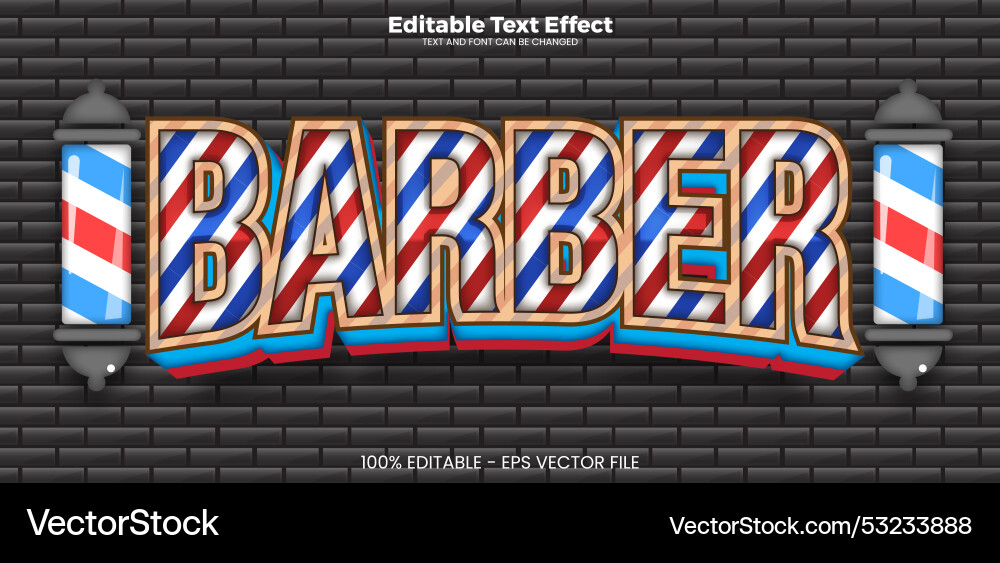 Barbershop editable text effect in modern trend Vector Image