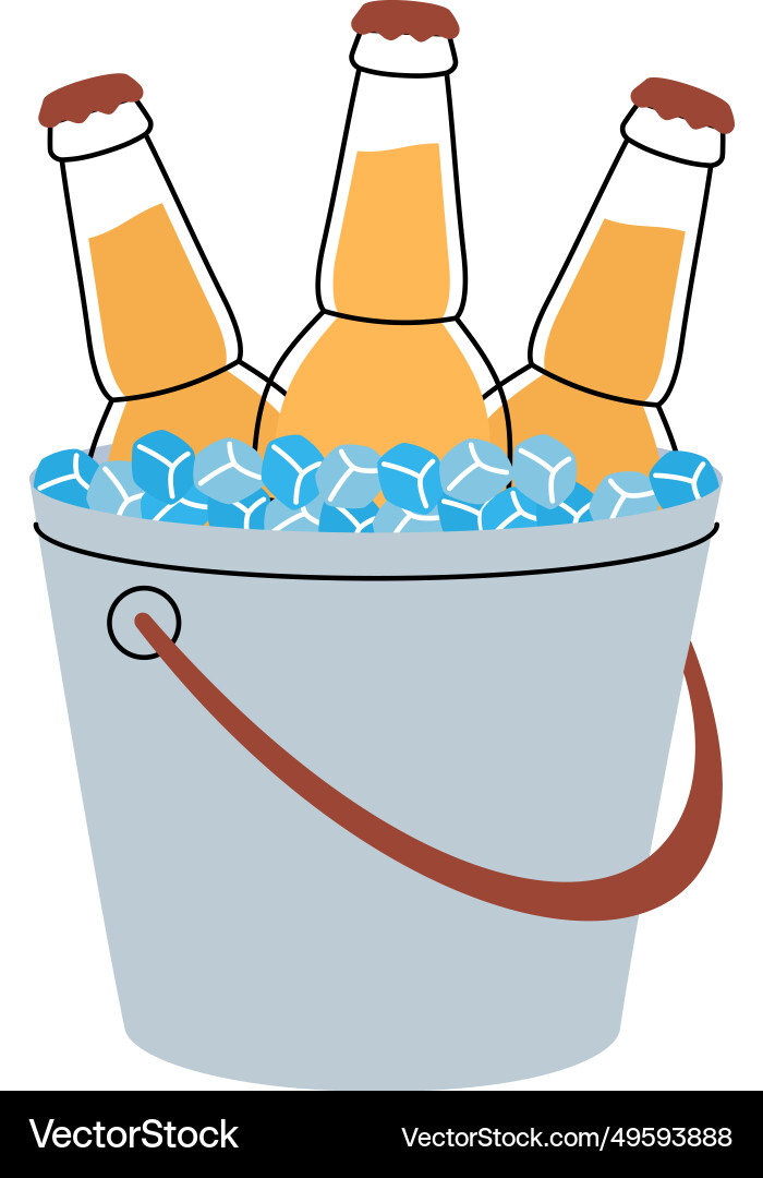 Beer Bottles in Ice Bucket Royalty Free Vector Image