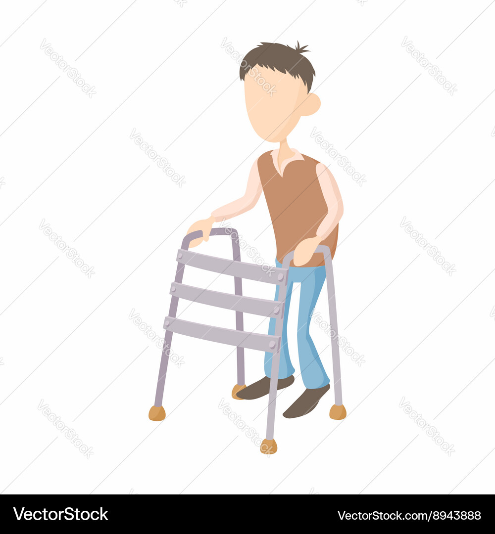 Boy with walker icon cartoon style Royalty Free Vector Image