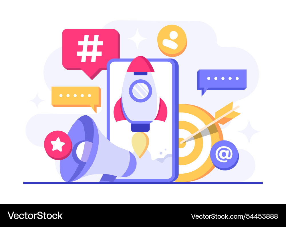 Digital marketing flat ad campaign and online Vector Image