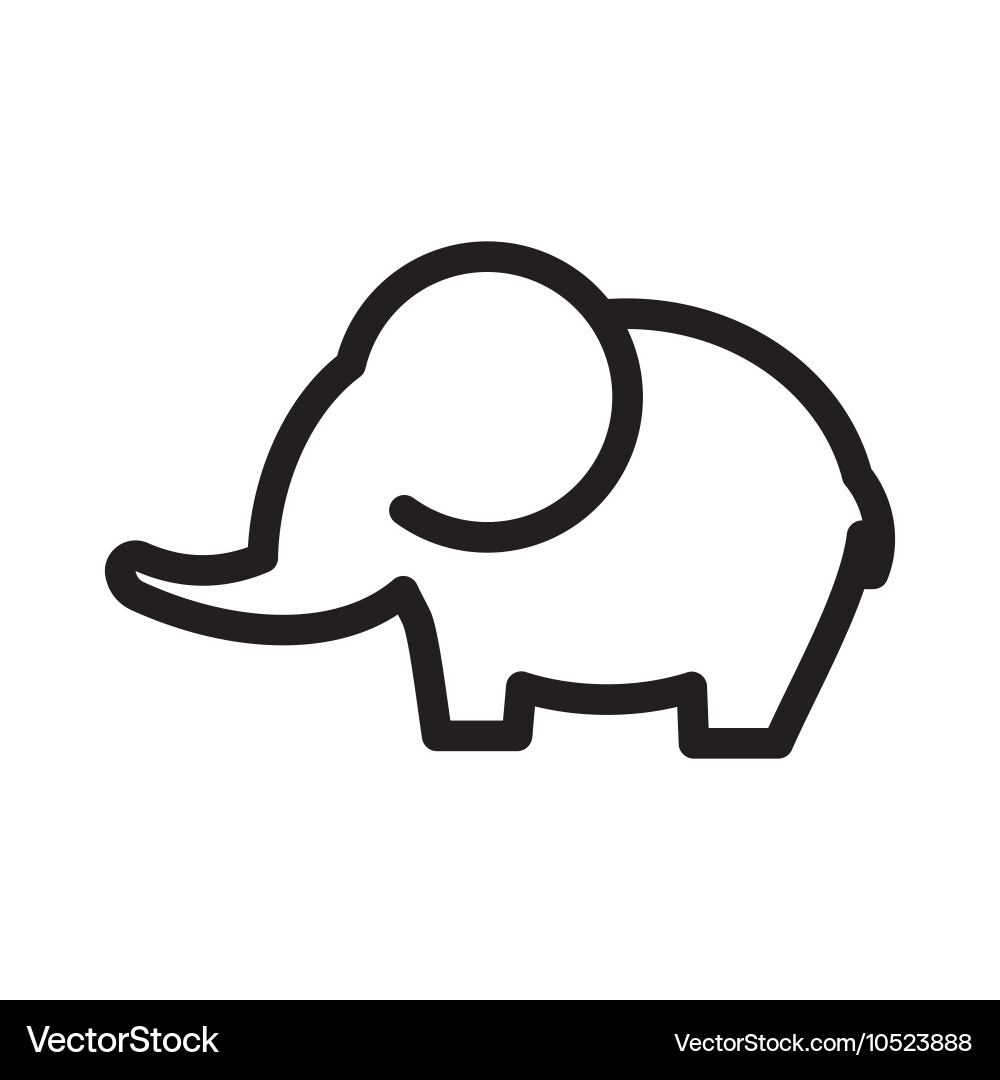 Elephant simple line Royalty Free Vector Image