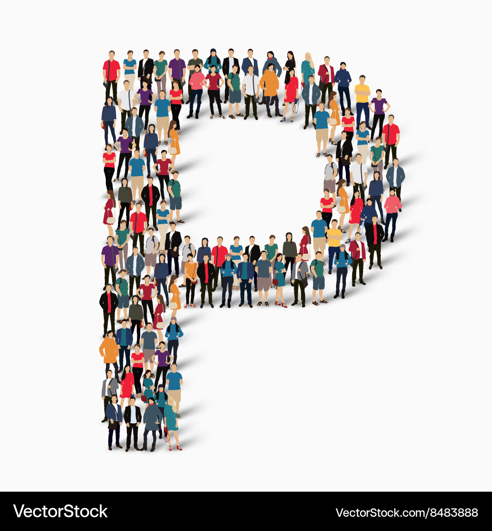 Group people shape letter p Royalty Free Vector Image