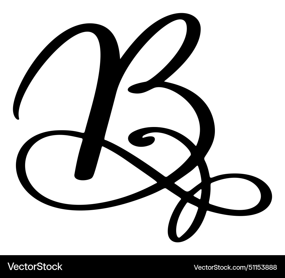 Hand drawn calligraphy letter b script Royalty Free Vector