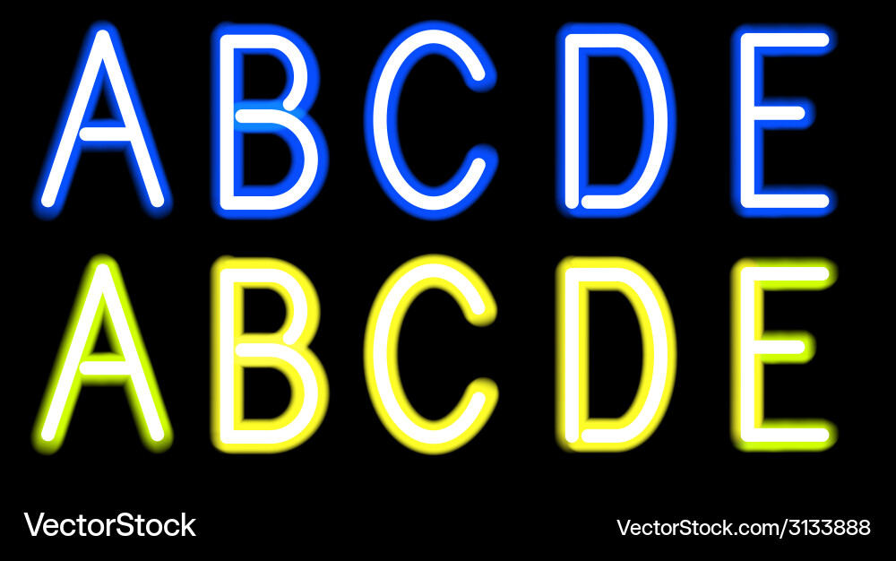 Neon alphabet Royalty Free Vector Image - VectorStock