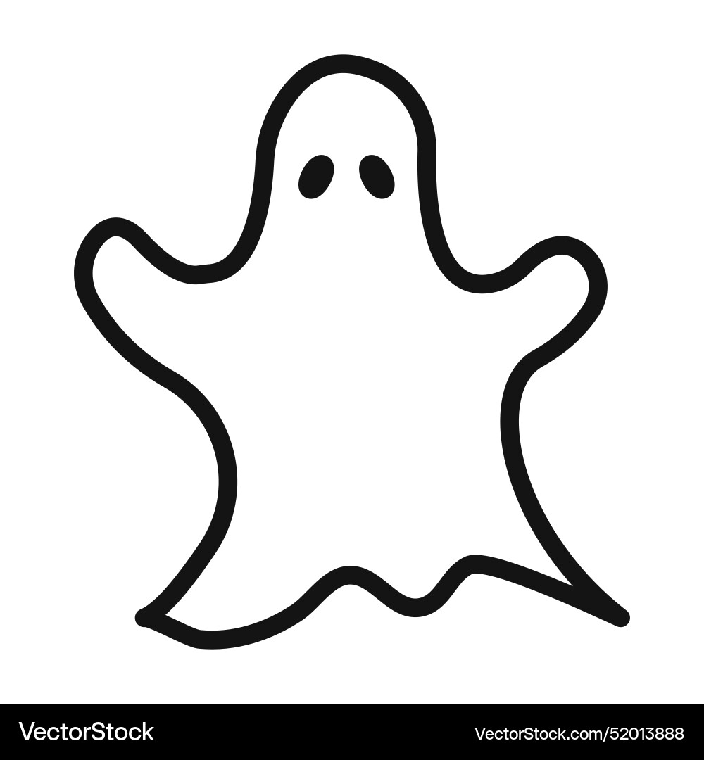 Scary ghost icon black line art Royalty Free Vector Image