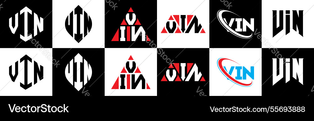 Vin letter logo design in six style polygon Vector Image