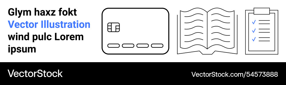 Visual of credit card open book and checklist Vector Image