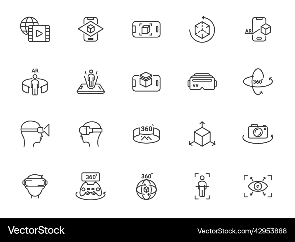 Vr augmented reality line icon virtual Royalty Free Vector
