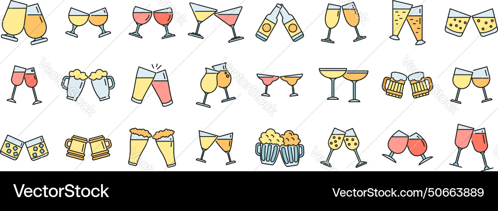 Cheers icons set color Royalty Free Vector Image