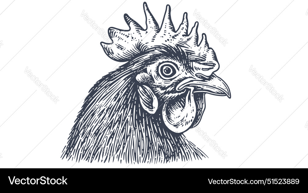 Chicken hen head vintage retro print Royalty Free Vector