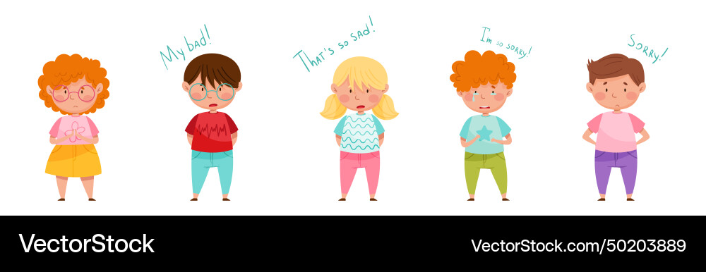 Child Expressing Regret and Shame Royalty Free Vector Image