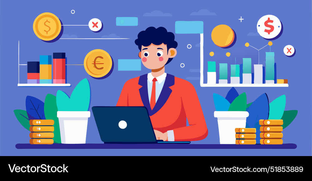 Financial analyst stock and crypto trading Vector Image