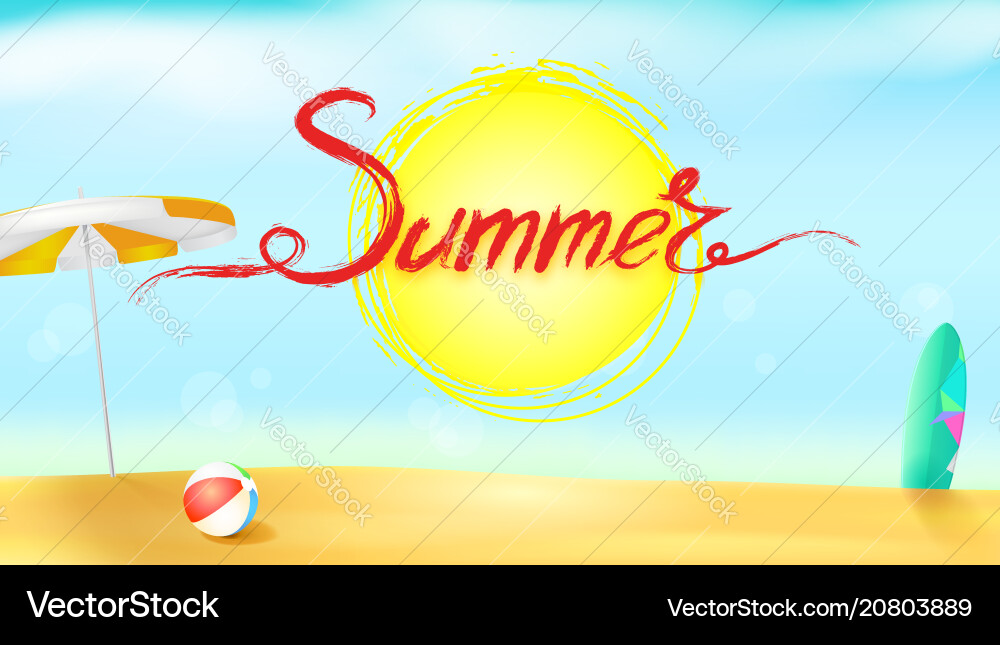 Horizontal summer background with sun umbrella Vector Image