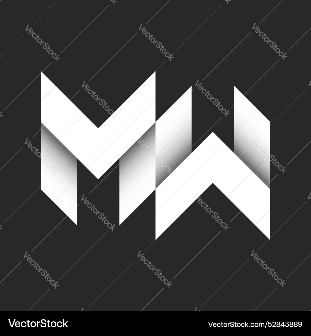 Initials mw or wm monogram logo white ribbons Vector Image