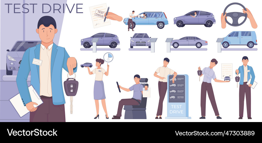 Test drive icon set Royalty Free Vector Image - VectorStock