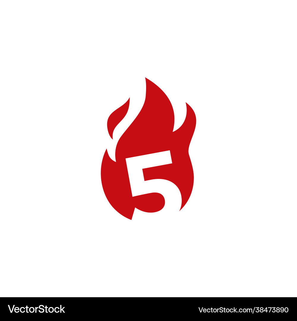 5 five number fire flame logo icon Royalty Free Vector Image
