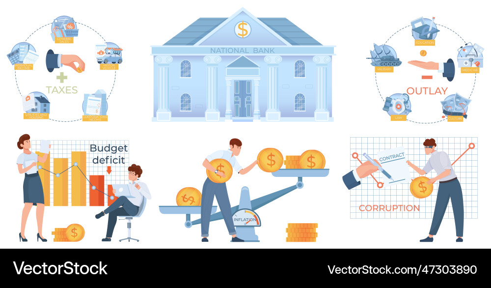 Budget government icon set Royalty Free Vector Image