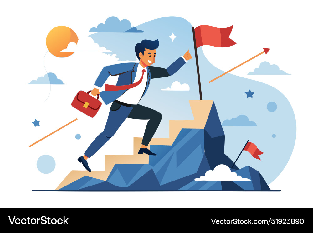 Businessman reaching goals Royalty Free Vector Image