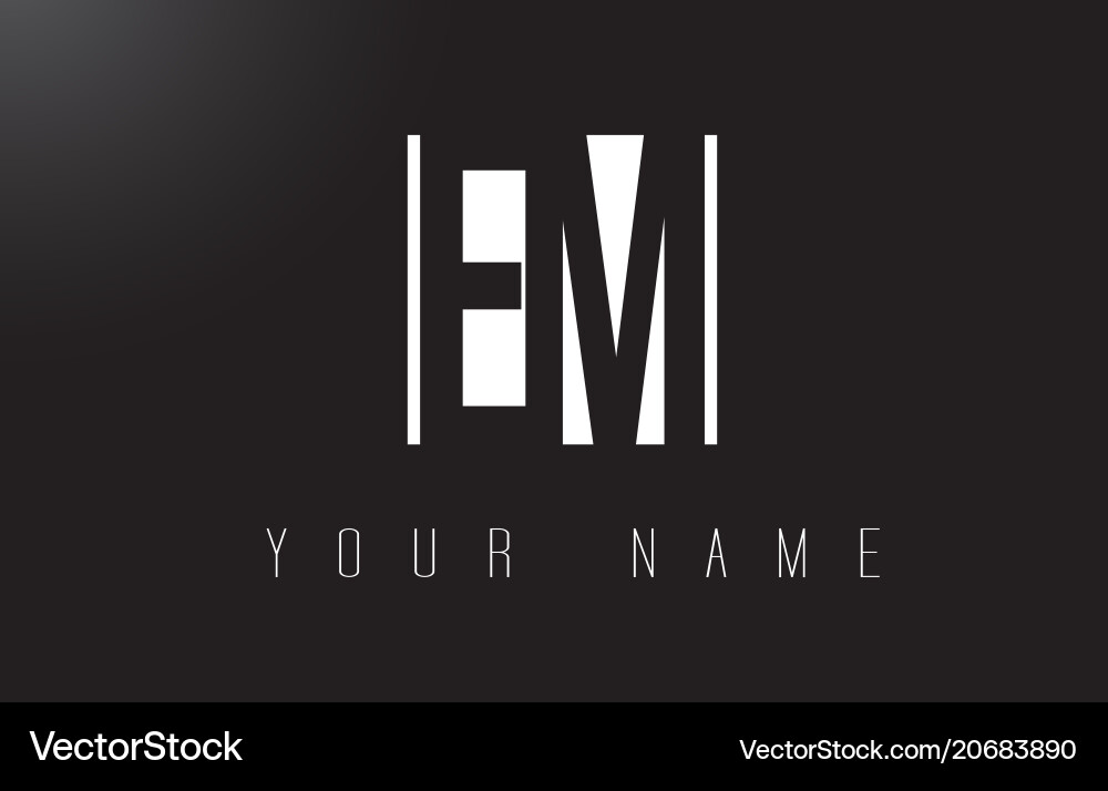 Em letter logo with black and white negative Vector Image