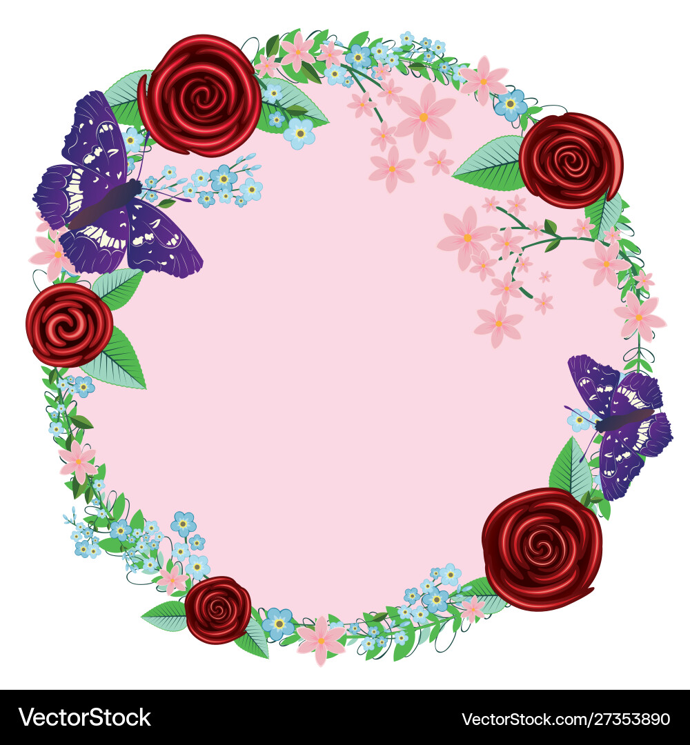Flower round frame Royalty Free Vector Image - VectorStock
