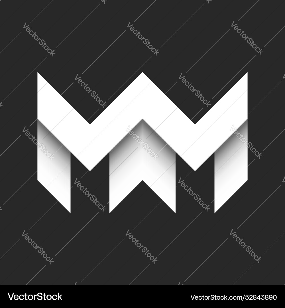 Geometric mm monogram logo modern black and white Vector Image