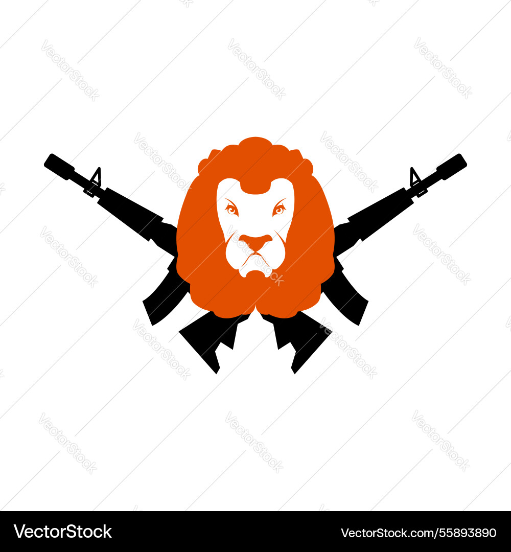 Löwenkopf und Maschinengewehre Jäger Schild Biest